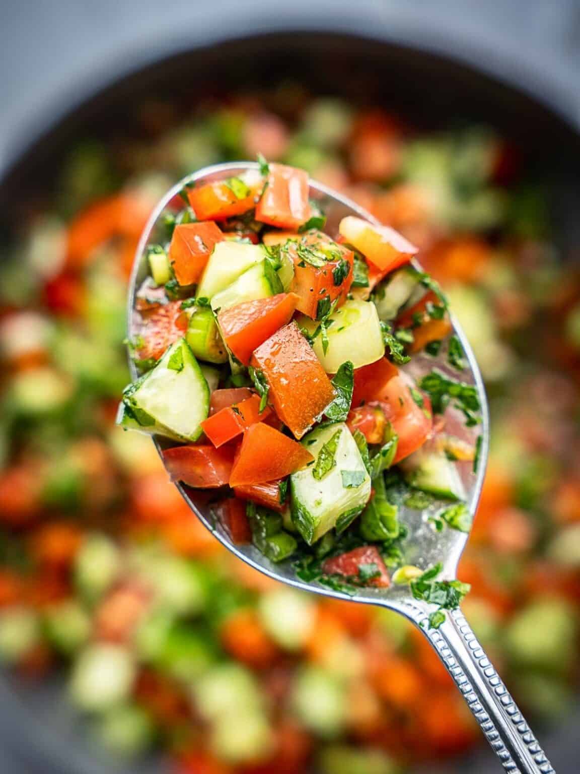 Jerusalem Salad (Palestinian Cucumber Tomato Salad) - Urban Farm and ...