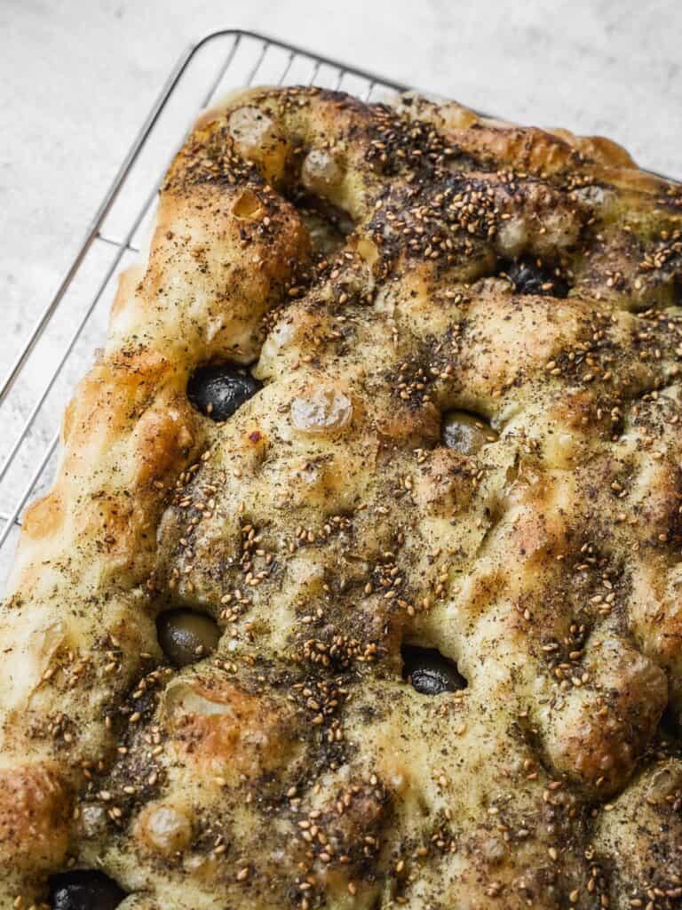 No-Knead Olive Za'atar Focaccia Bread - Urban Farm and Kitchen