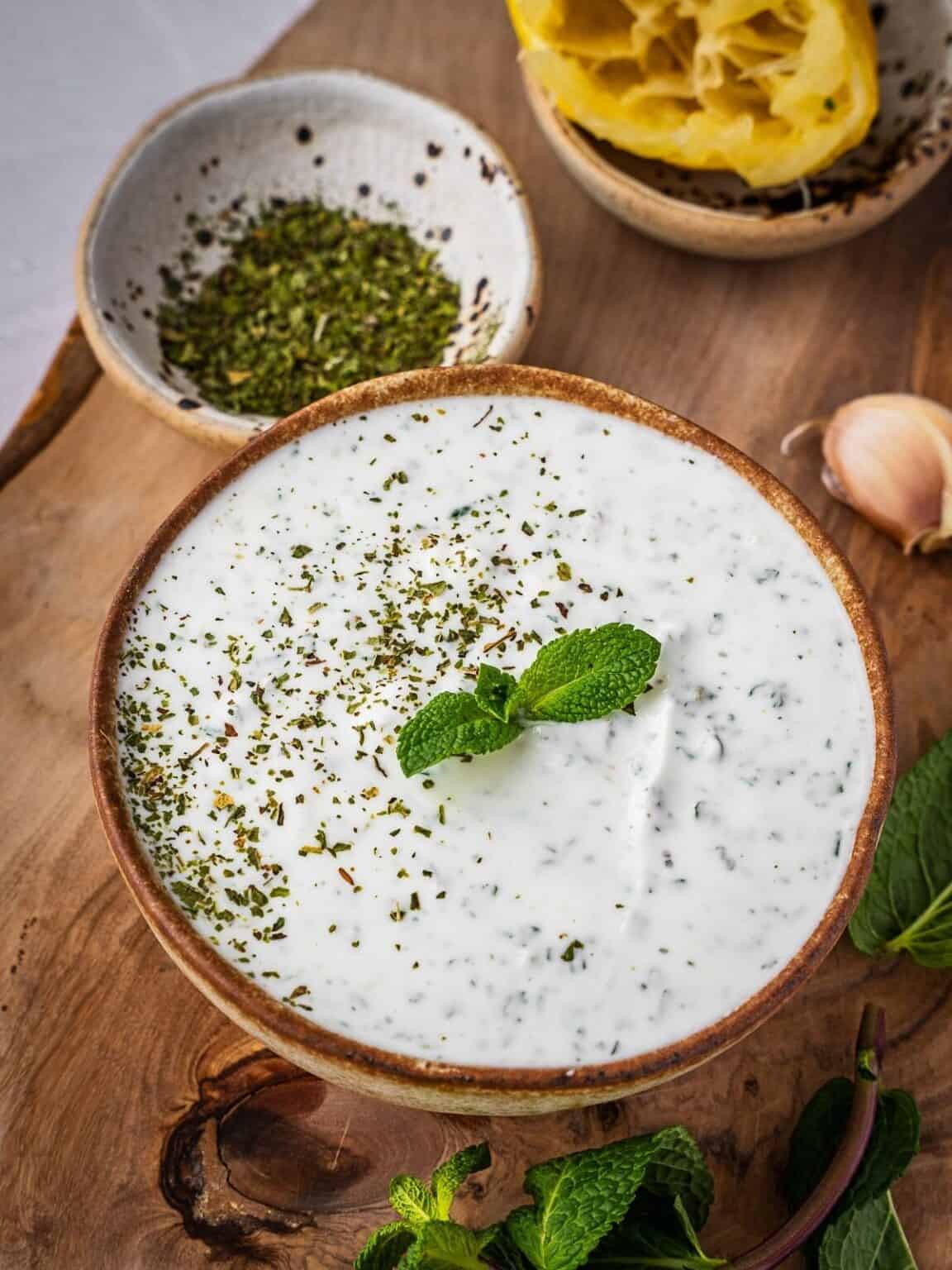 Mint Yogurt Sauce (with Garlic and Lemon) - Urban Farm and Kitchen