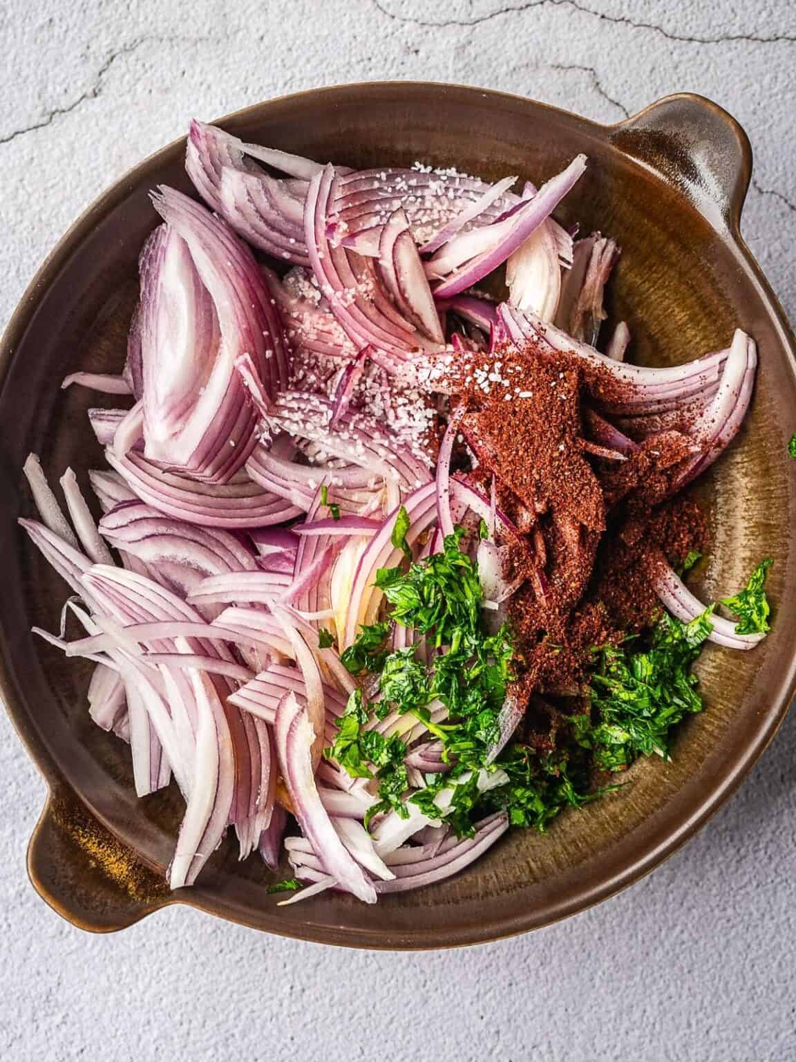 Sumac Onions (Turkish Marinated Onion Salad) - Urban Farm and Kitchen