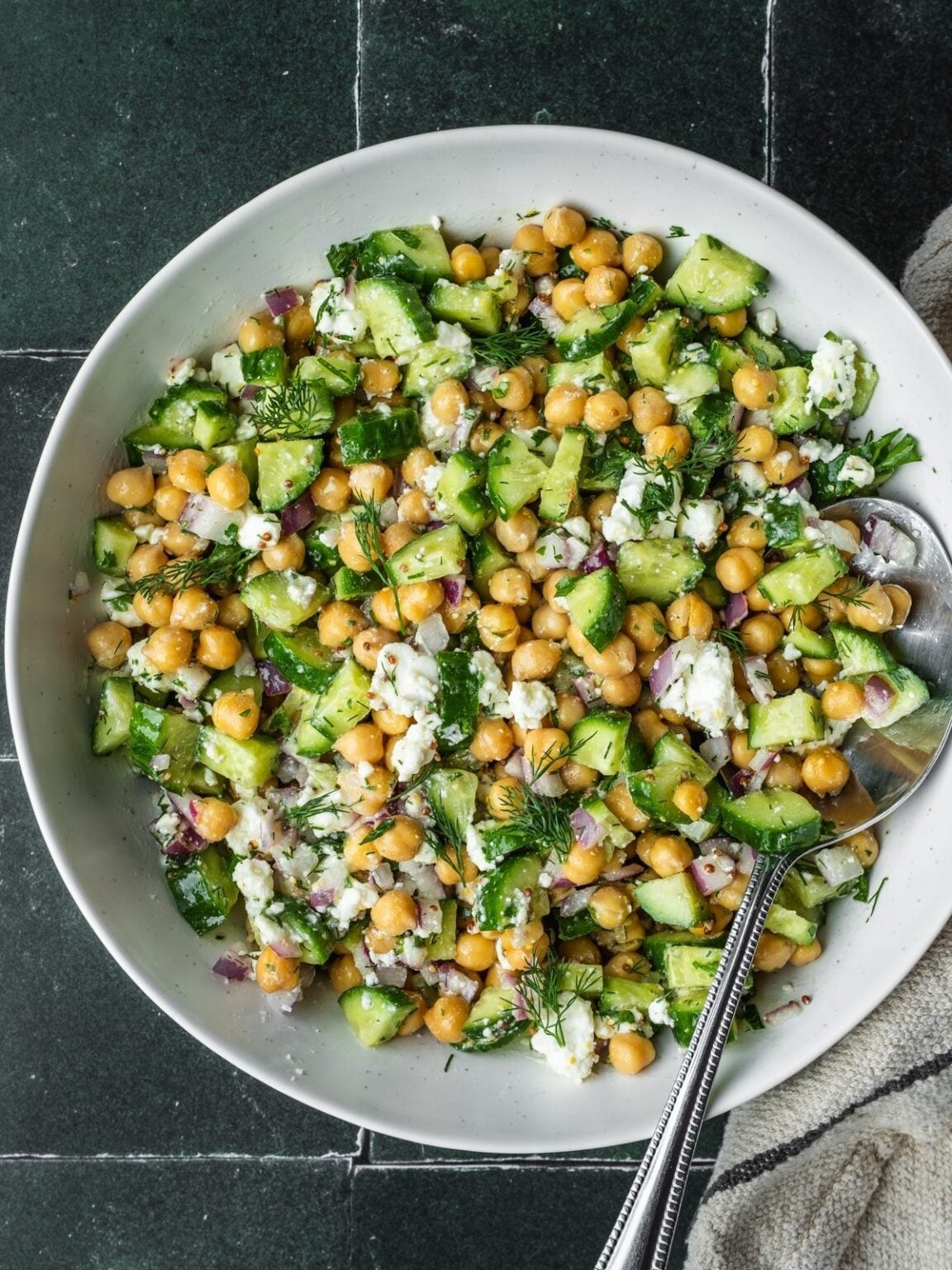 Cucumber Chickpea Feta Salad - Urban Farm and Kitchen