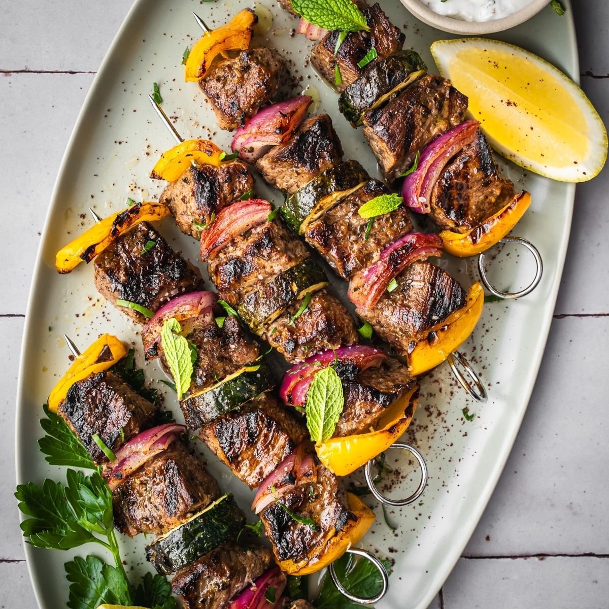 Middle Eastern Beef Shish Kebabs (with Sides) - Urban Farm and Kitchen