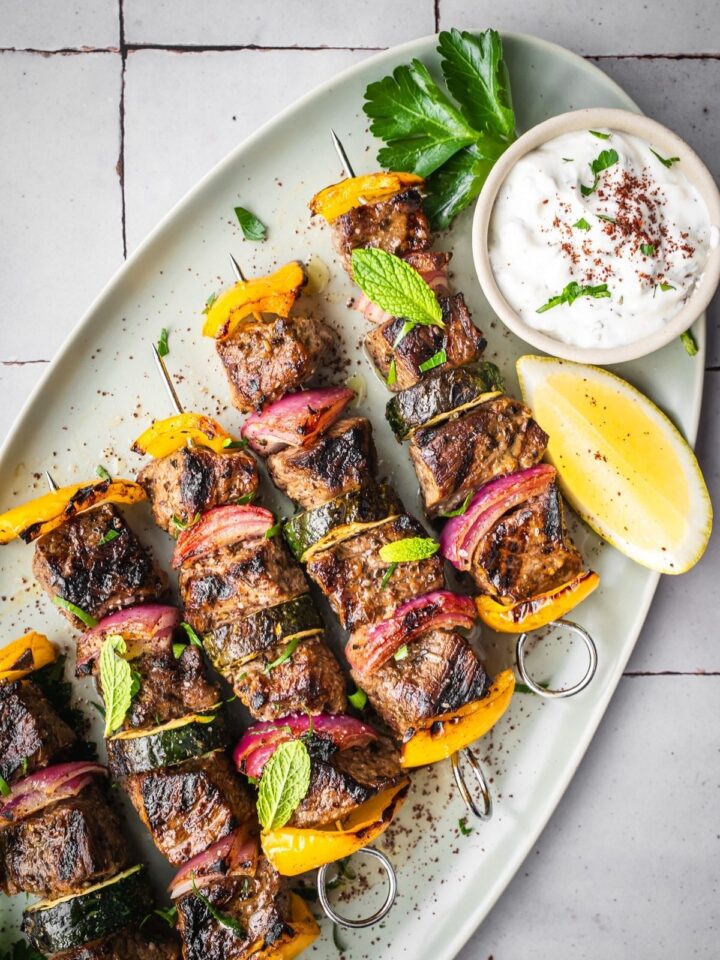 Middle Eastern Beef Shish Kebabs (with Sides) - Urban Farm and Kitchen
