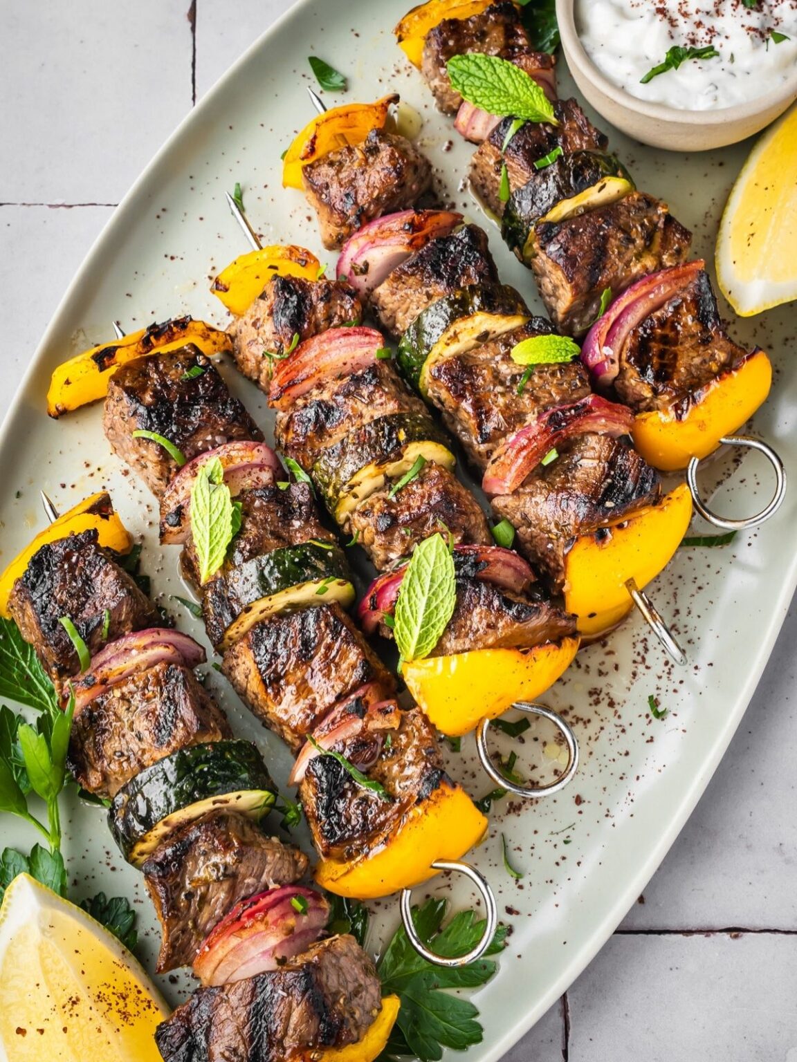 Middle Eastern Beef Shish Kebabs (with Sides) - Urban Farm and Kitchen