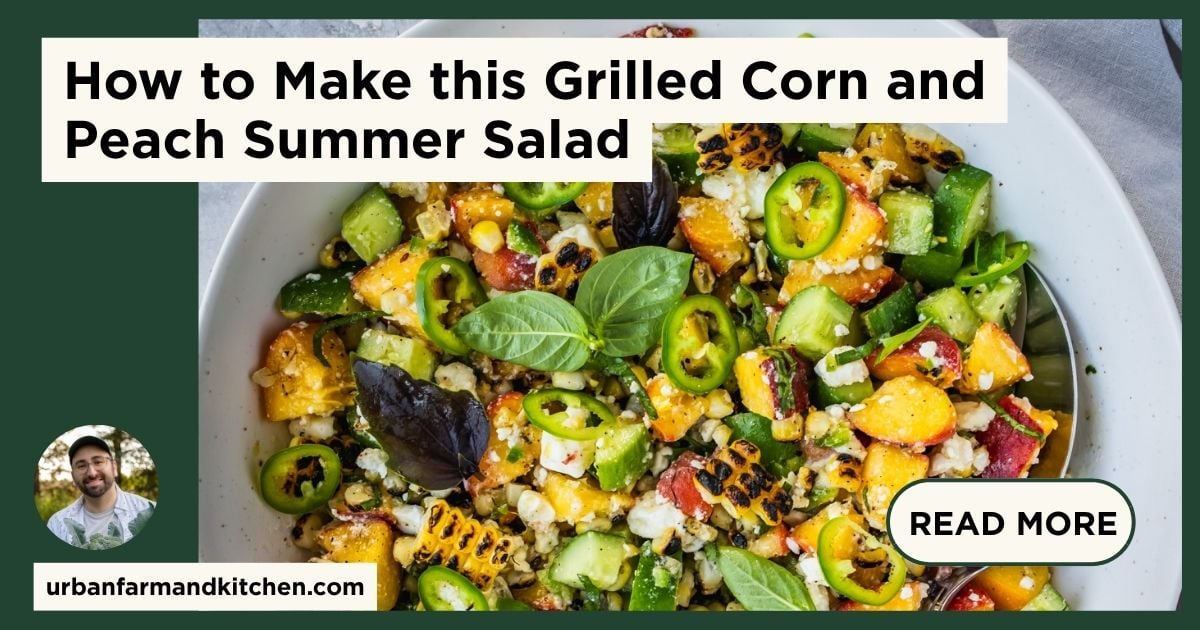 Grilled Corn Peach Salad (with Feta and Sumac Dressing) - Urban Farm ...