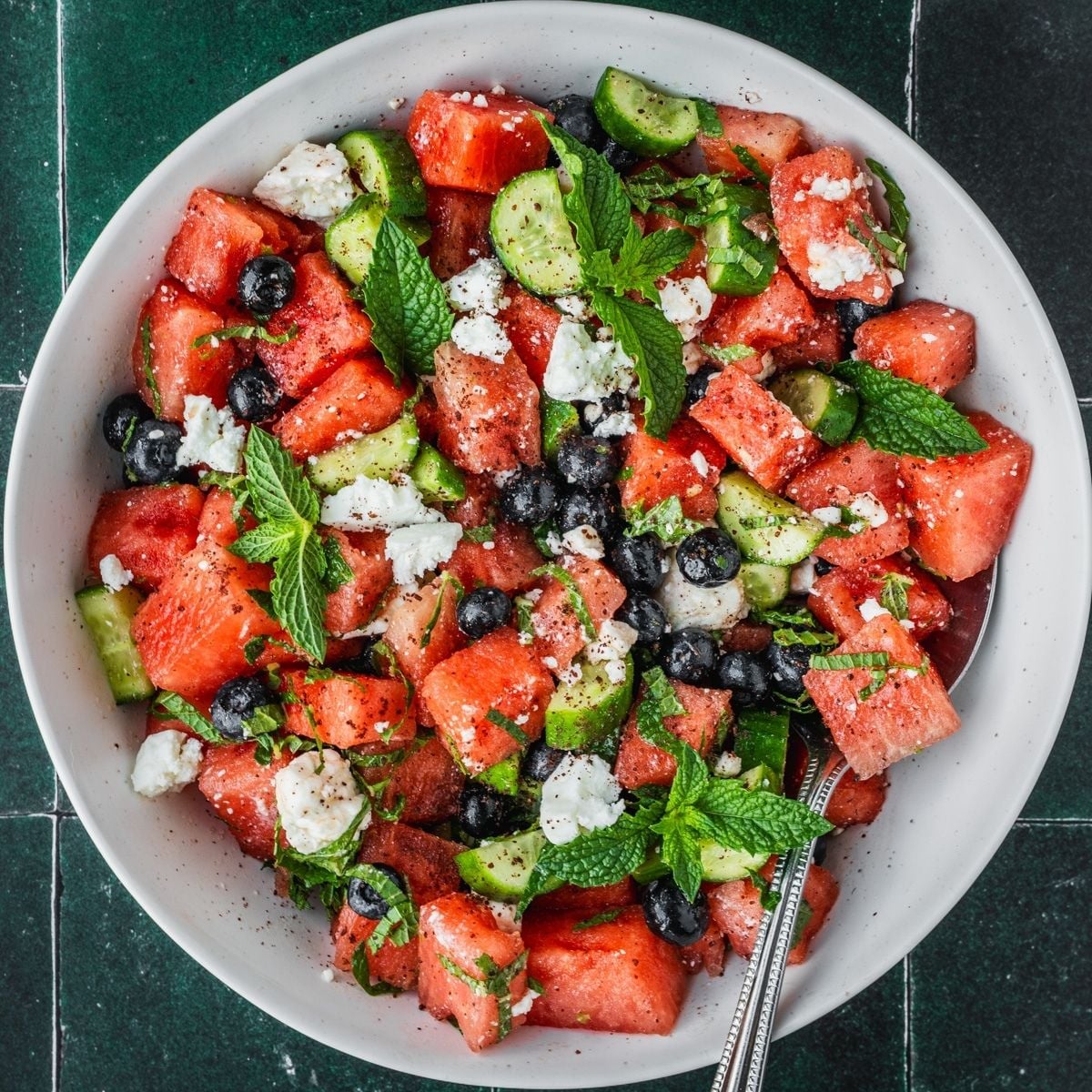 Watermelon Cucumber Feta Salad Recipe (in a Lime Dressing) - Urban Farm ...