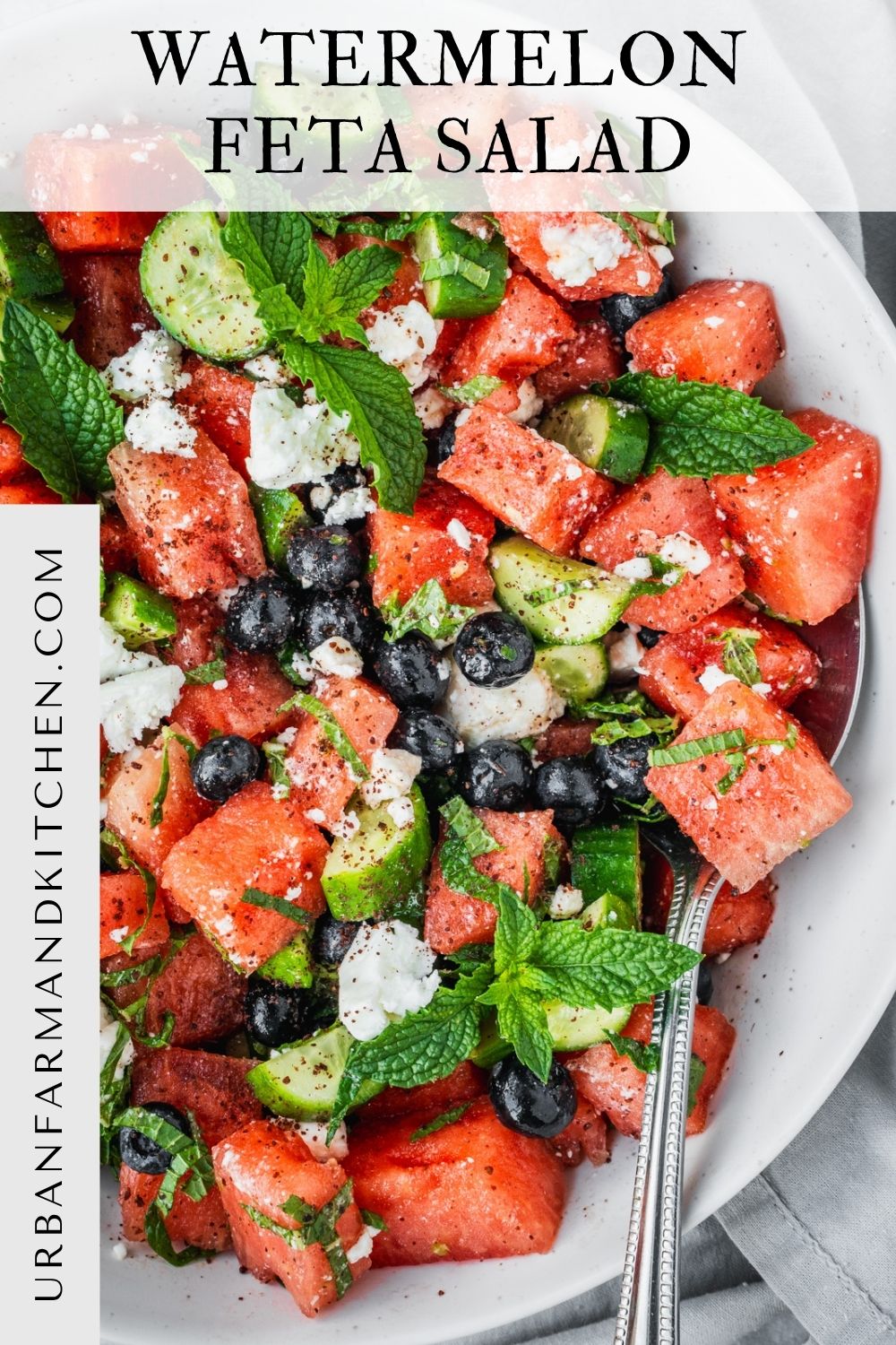 Watermelon Cucumber Feta Salad Recipe (in a Lime Dressing) - Urban Farm ...