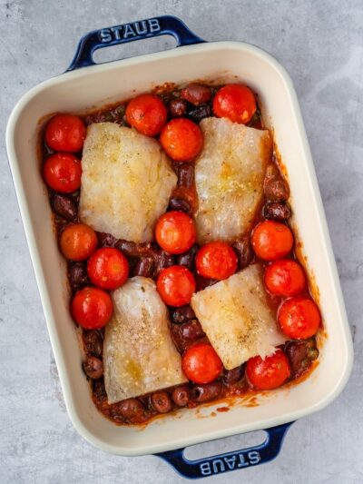 Baked Cod in Puttanesca Sauce - Urban Farm and Kitchen