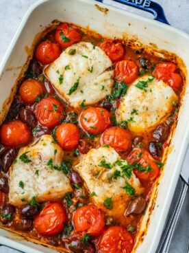 Baked Cod in Puttanesca Sauce - Urban Farm and Kitchen