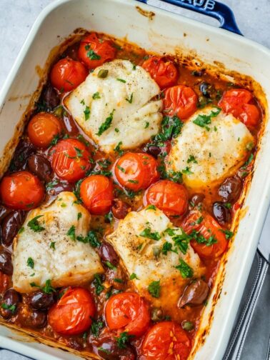 Baked Cod in Puttanesca Sauce - Urban Farm and Kitchen