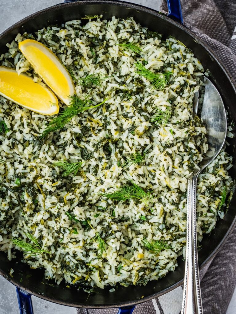 Spanakorizo Recipe (Greek Style Rice with Spinach) - Urban Farm and Kitchen