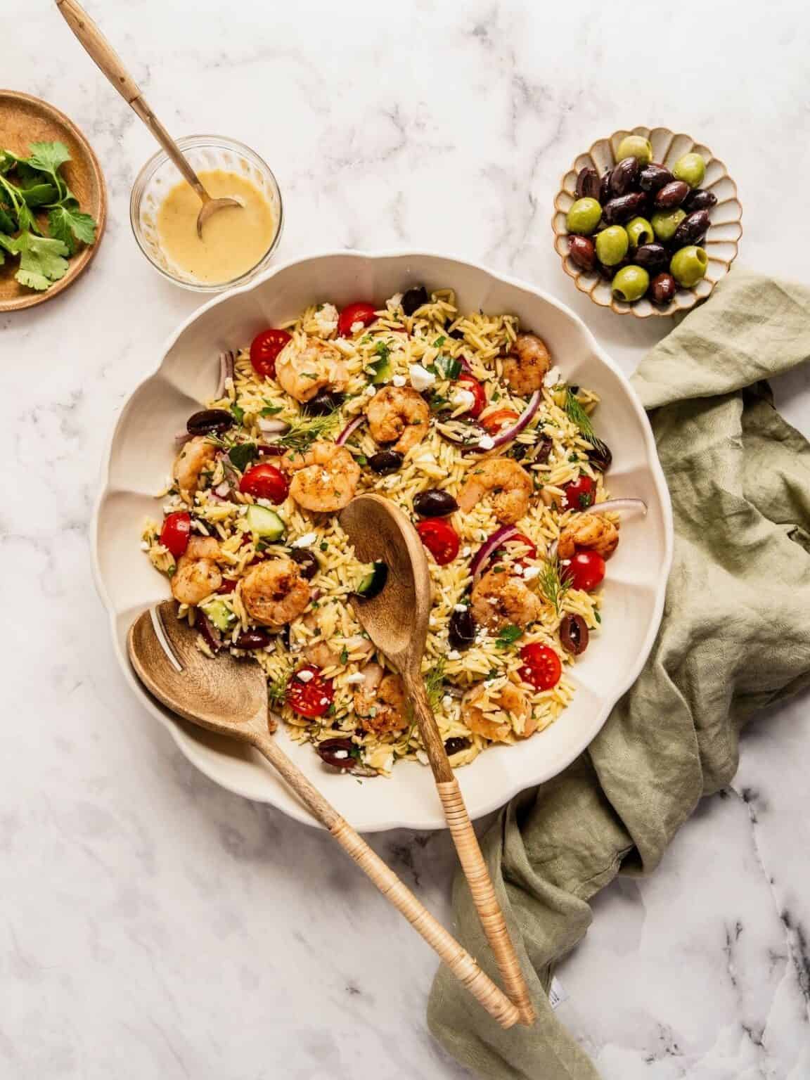 Mediterranean Orzo Salad with Shrimp - Urban Farm and Kitchen