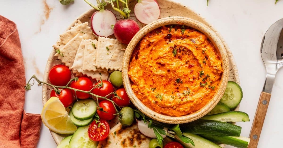 Roasted Red Pepper and Feta Dip (Htipiti or Tirokafteri) - Urban Farm ...